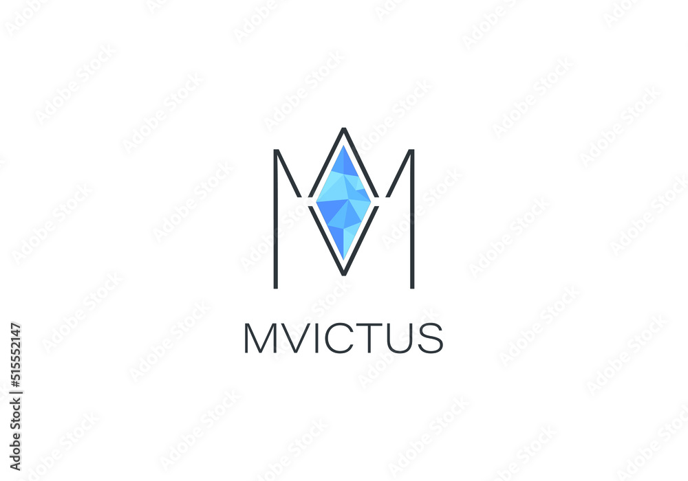 Elegant Letter M with Diamond line art, gold Jewelry Logo, elegant ...