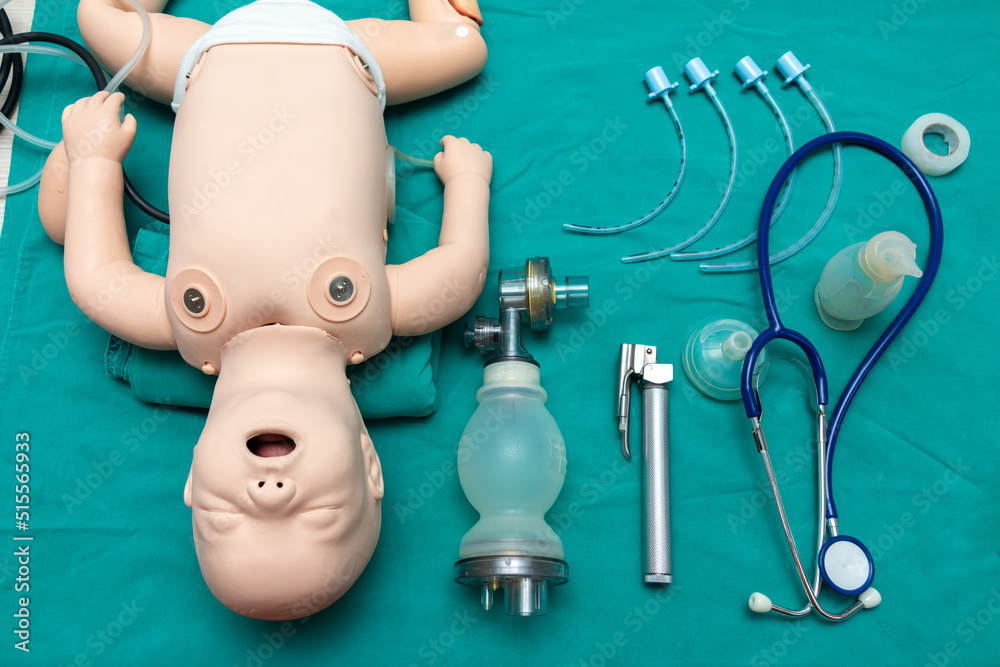 ACLS (Advanced Cardiac Life Support) classroom shows equipment used to ...