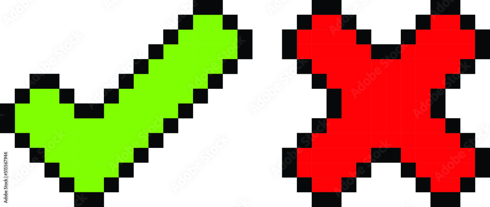 Correct incorrect PIXEL ART VECTOR ILLUSTRATION. vector de Stock ...