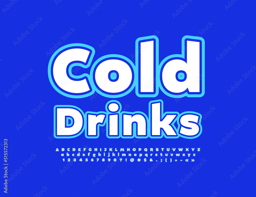 Vector bright emblem Cold Drinks. Artistic Alphabet Letters, Numbers ...