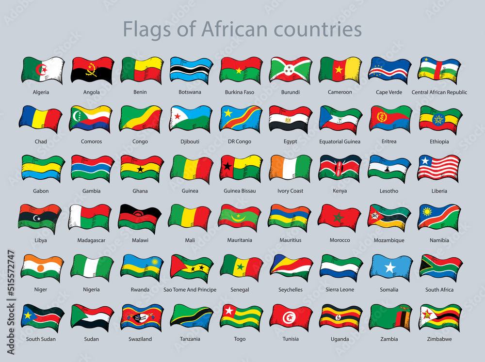 Flags of African countries. Vector drawing sign Stock Vector | Adobe Stock