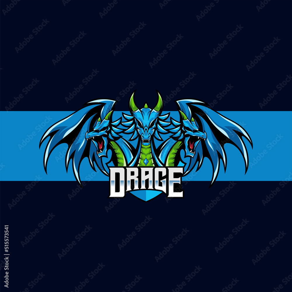 Dragon esport logo vector design mascot with blue color. suitable for ...