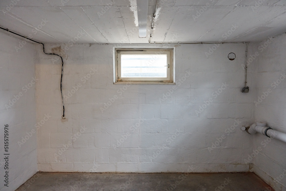 Empty room in the basement with a window as a boiler room Stock Photo ...