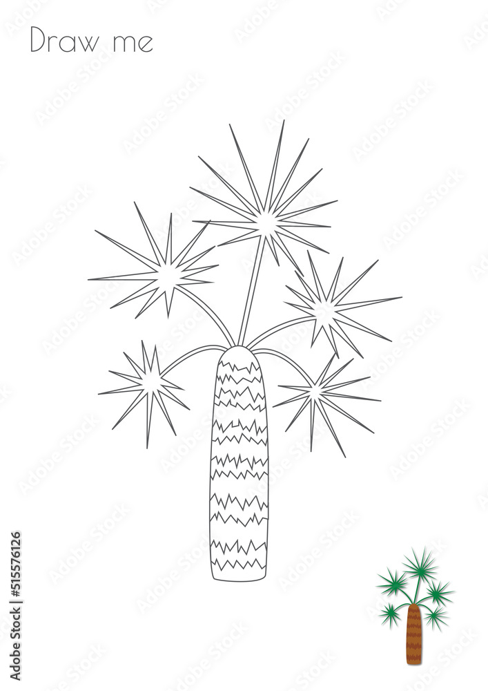 Simple Outline Stroke Exotic Palm Tree Shape Silhouette Photo Drawing ...