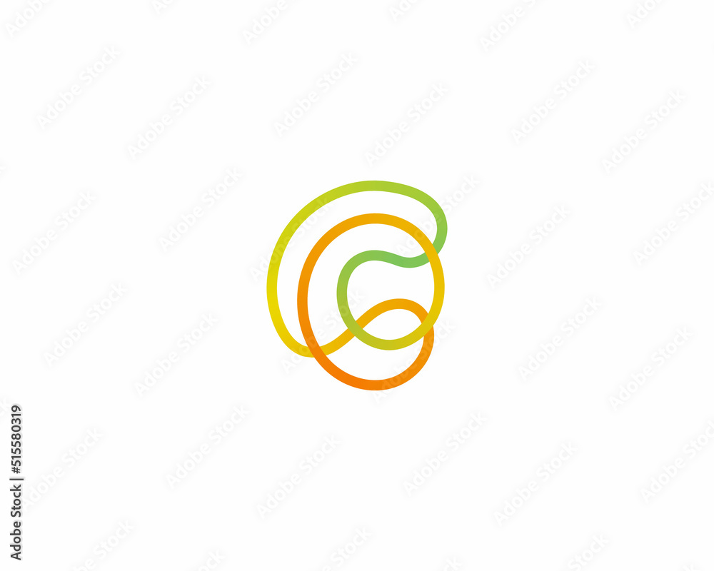 Abstract gradient letter C, waves logo design template. Universal ...