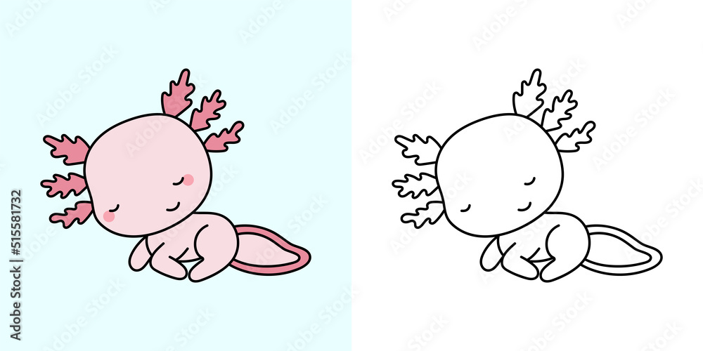 Premium Vector Clipart Kawaii Axolotls Cute Axolotl