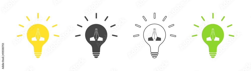 Hand praying icon in light bulb set. Vector. Stock Vector | Adobe Stock