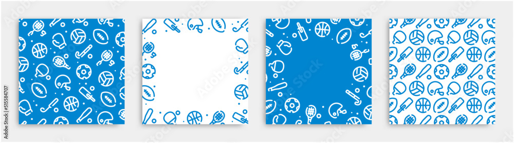Sports icon pattern background for graphic design.Square vector ...