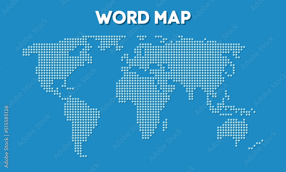 World map light blue dot circle vector background illustration material ...
