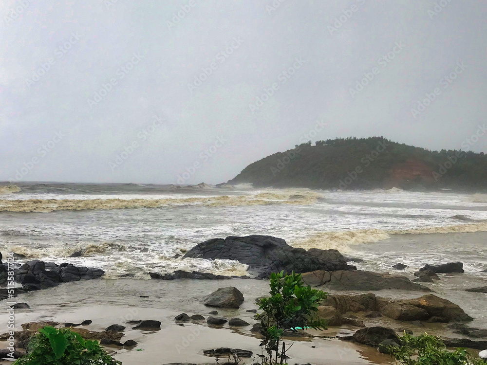 Om Beach is shaped as two semi crescents joined together forming the shape of Om (Hindu Symbol ...