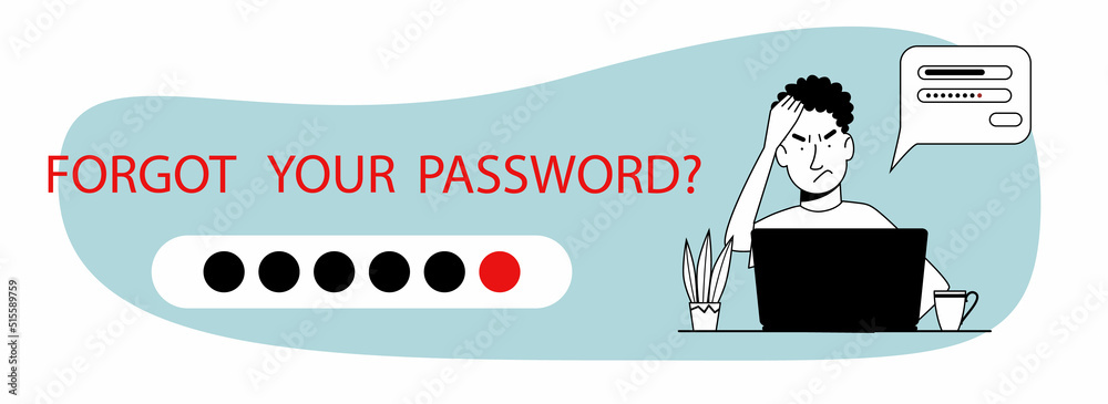 The man forgot her personal details. web splash concept with forgotten ...