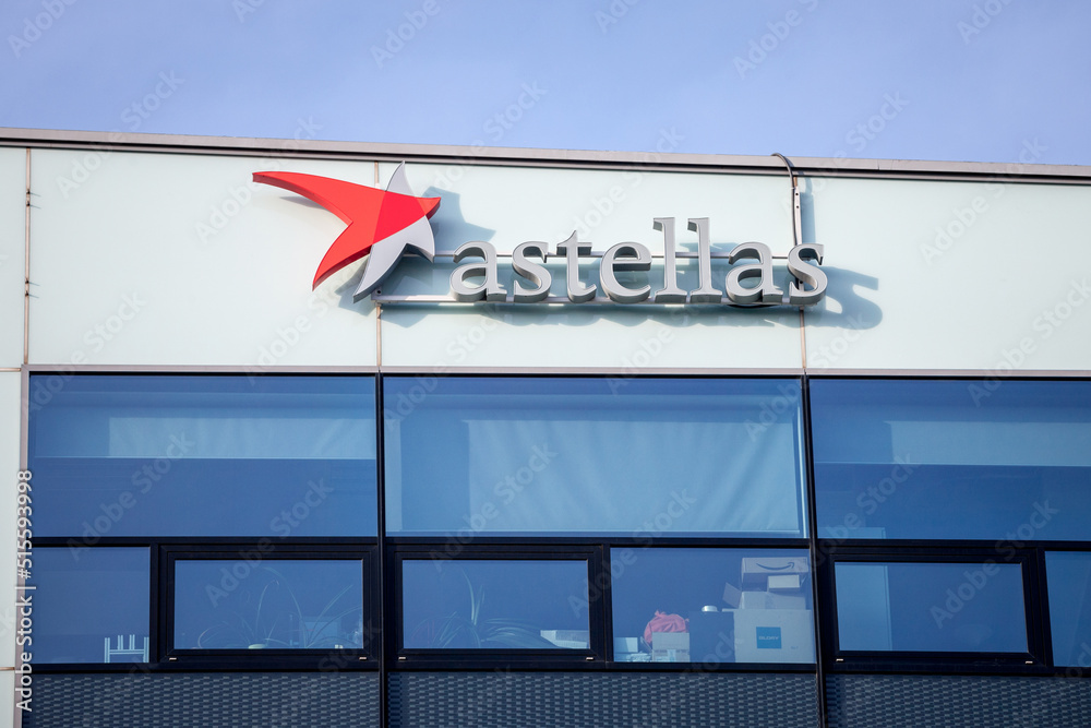 PRAGUE, CZECHIA - NOVEMBER 1, 2019: Astellas logo in front of their ...
