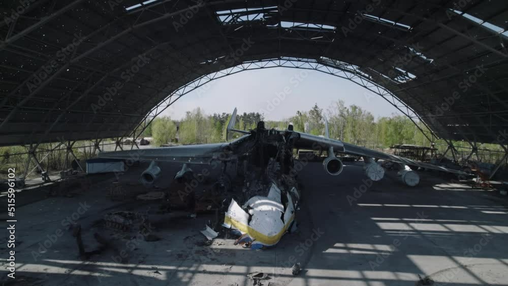 Aerial shooting of the remains of the world's largest Ukrainian cargo ...