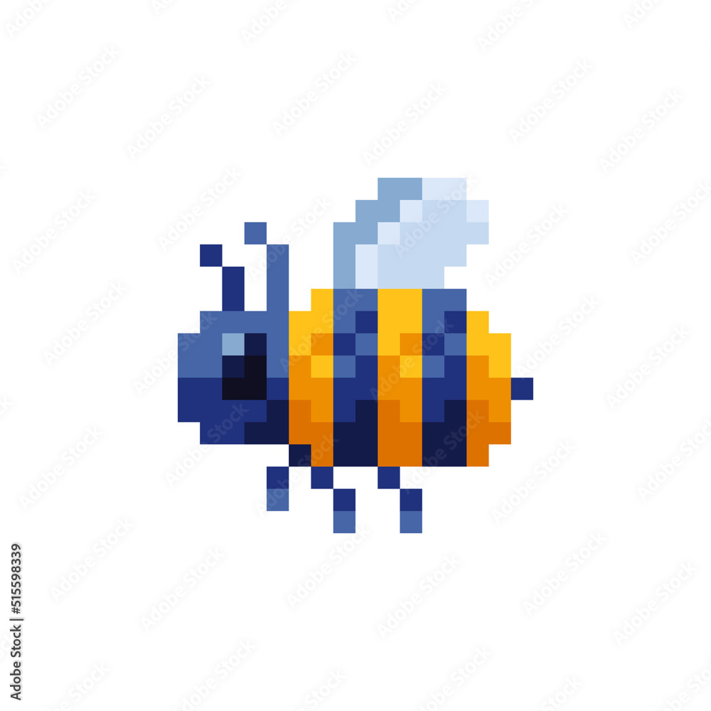 Bee insect character pixel art icon. Element design for stickers, web ...