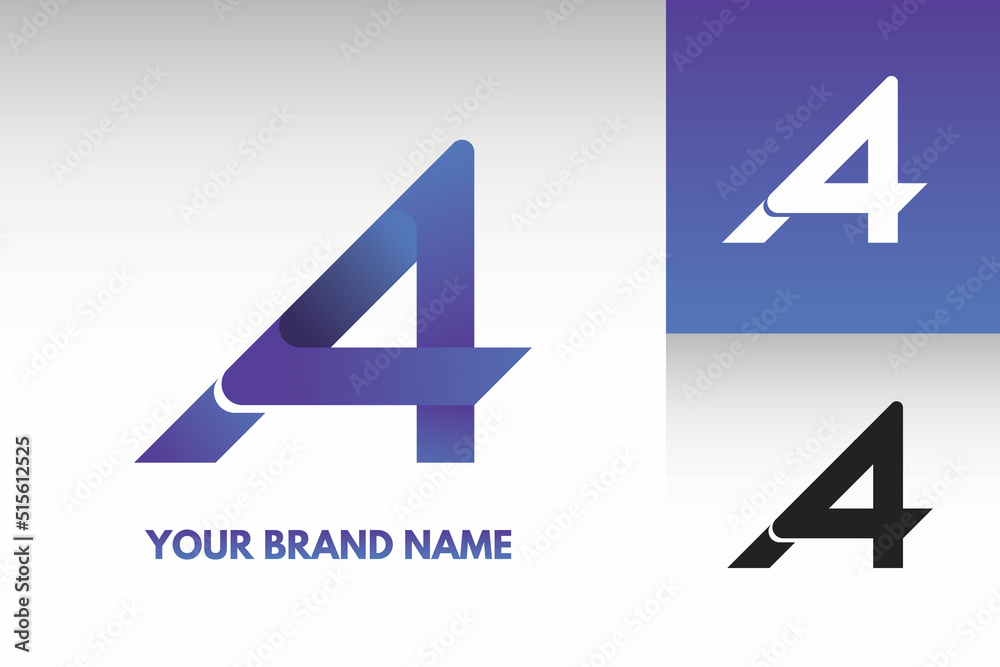 Logo Letter A A4 4A 4 modern simple monogram Style Design Vector in ...