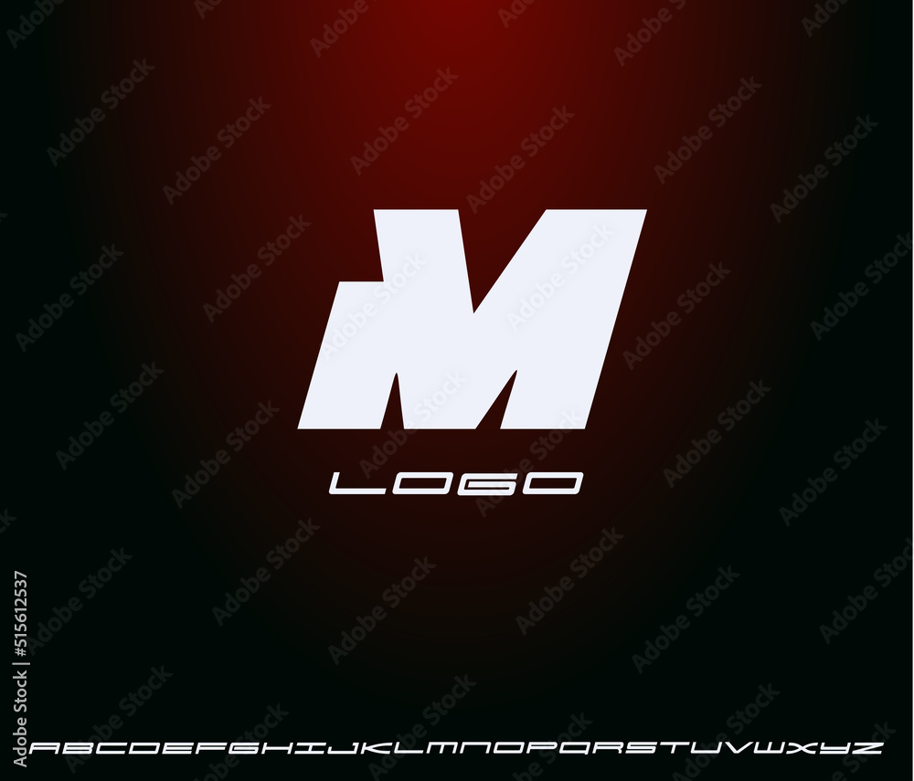 Logo of bold italic letter M, heavy monogram, first letter of name ...