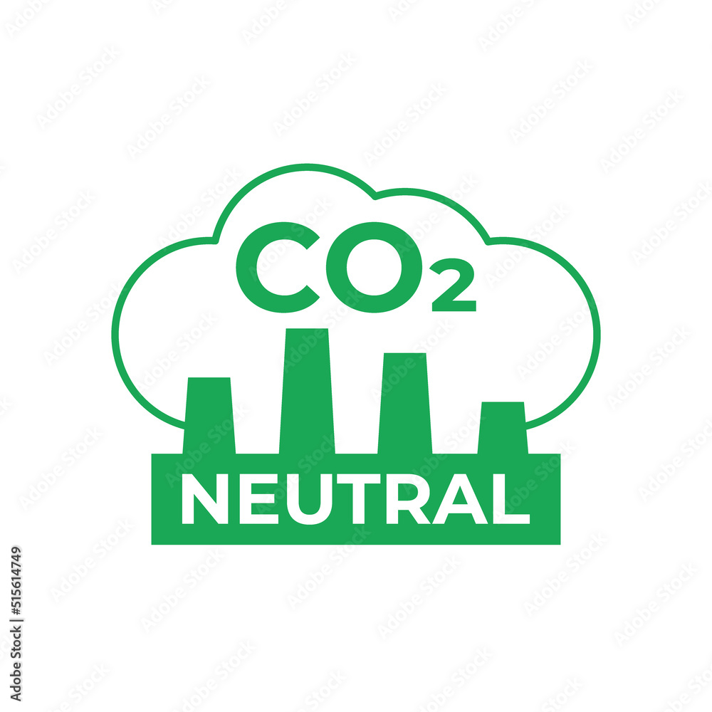 CO2 neutral emission icon, recycle carbon from factory. Eco friendly ...