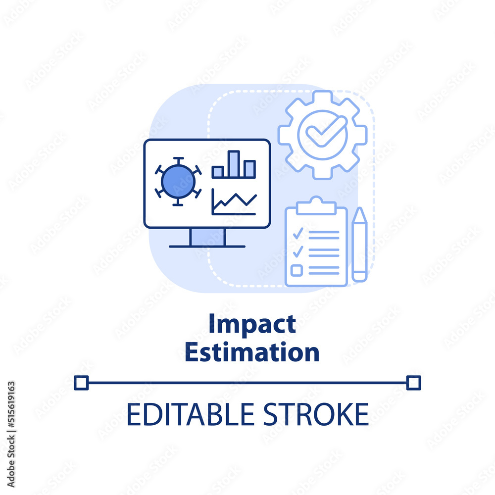 Impact estimation light blue concept icon. Data study, analysis ...