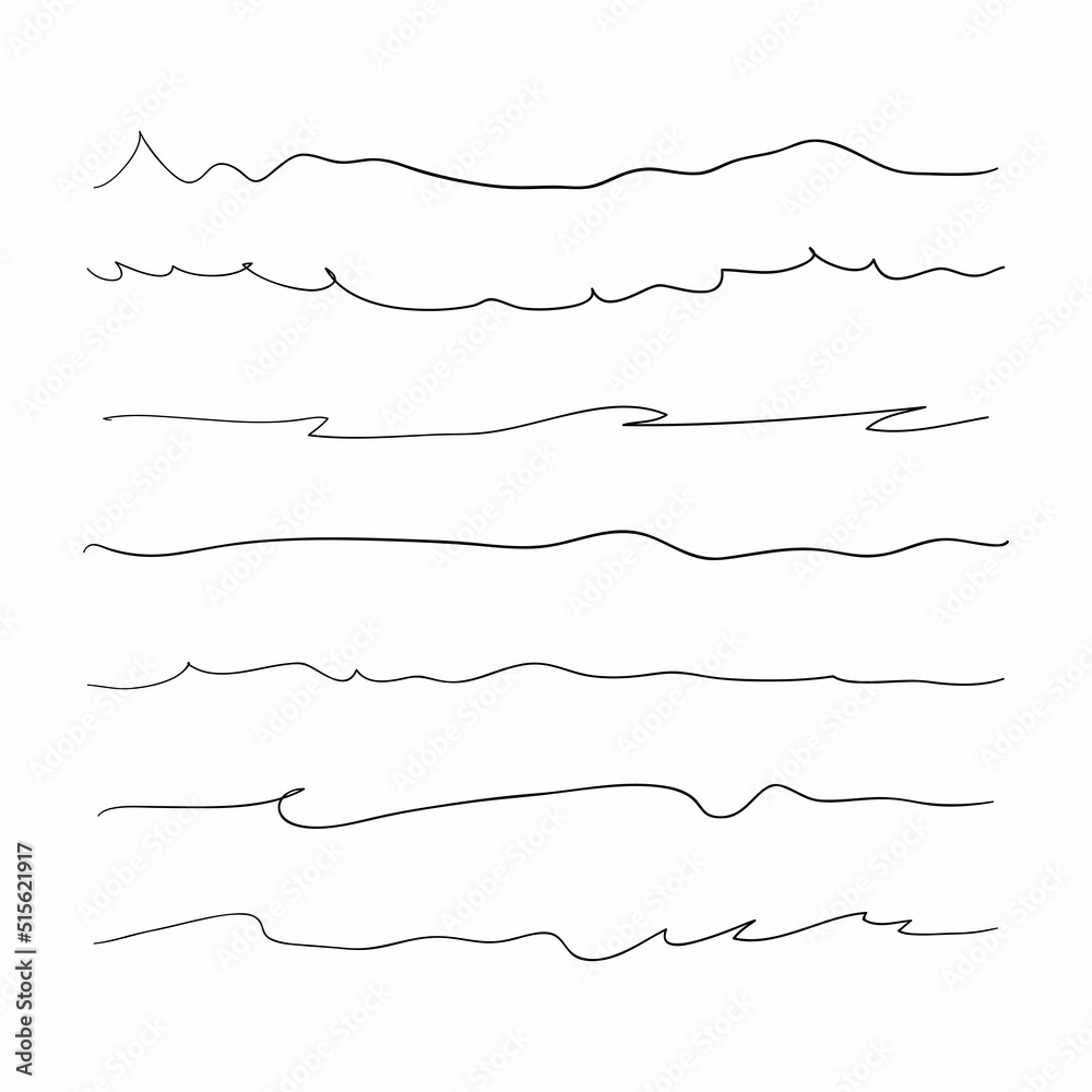 Set of hand drawn Underlines. Wavy horizontal line. Graffiti design ...