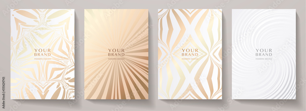 Luxury premium cover design set. Abstract background with gold, silver ...