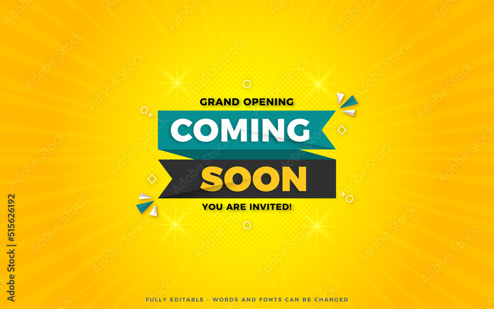 Coming soon sale poster, sale banner design template with 3d editable ...