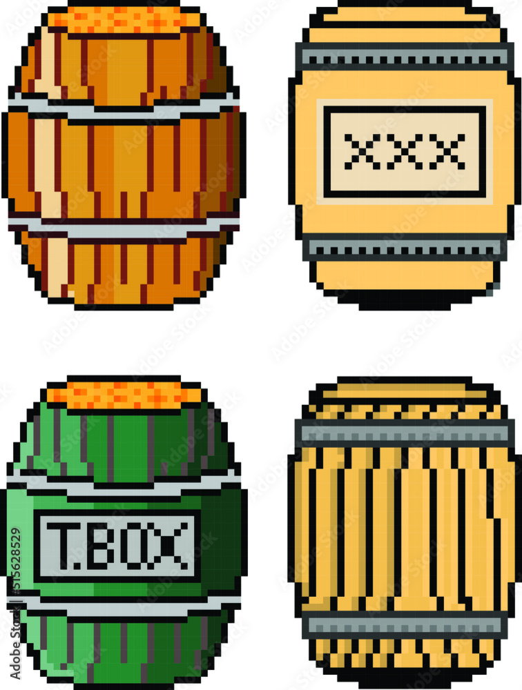 toxic barrel pixel art. Beer barrel Pixel art Stock Vector | Adobe Stock