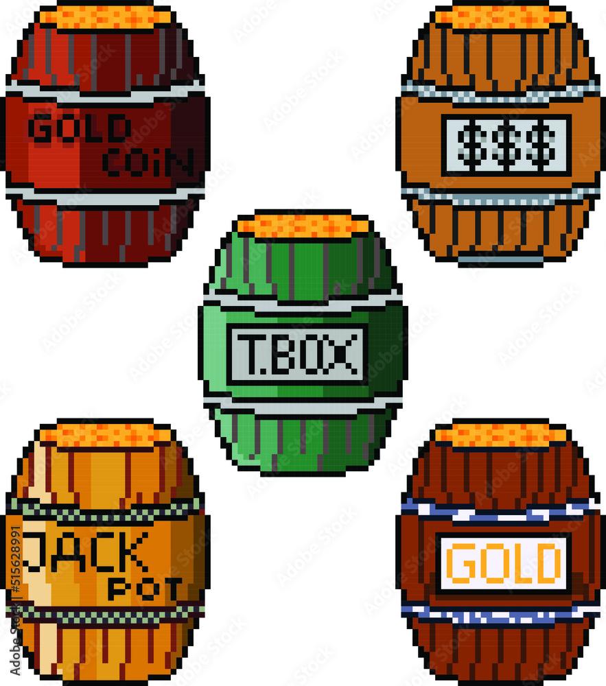 toxic barrel pixel art. Beer barrel Pixel art Stock Vector | Adobe Stock