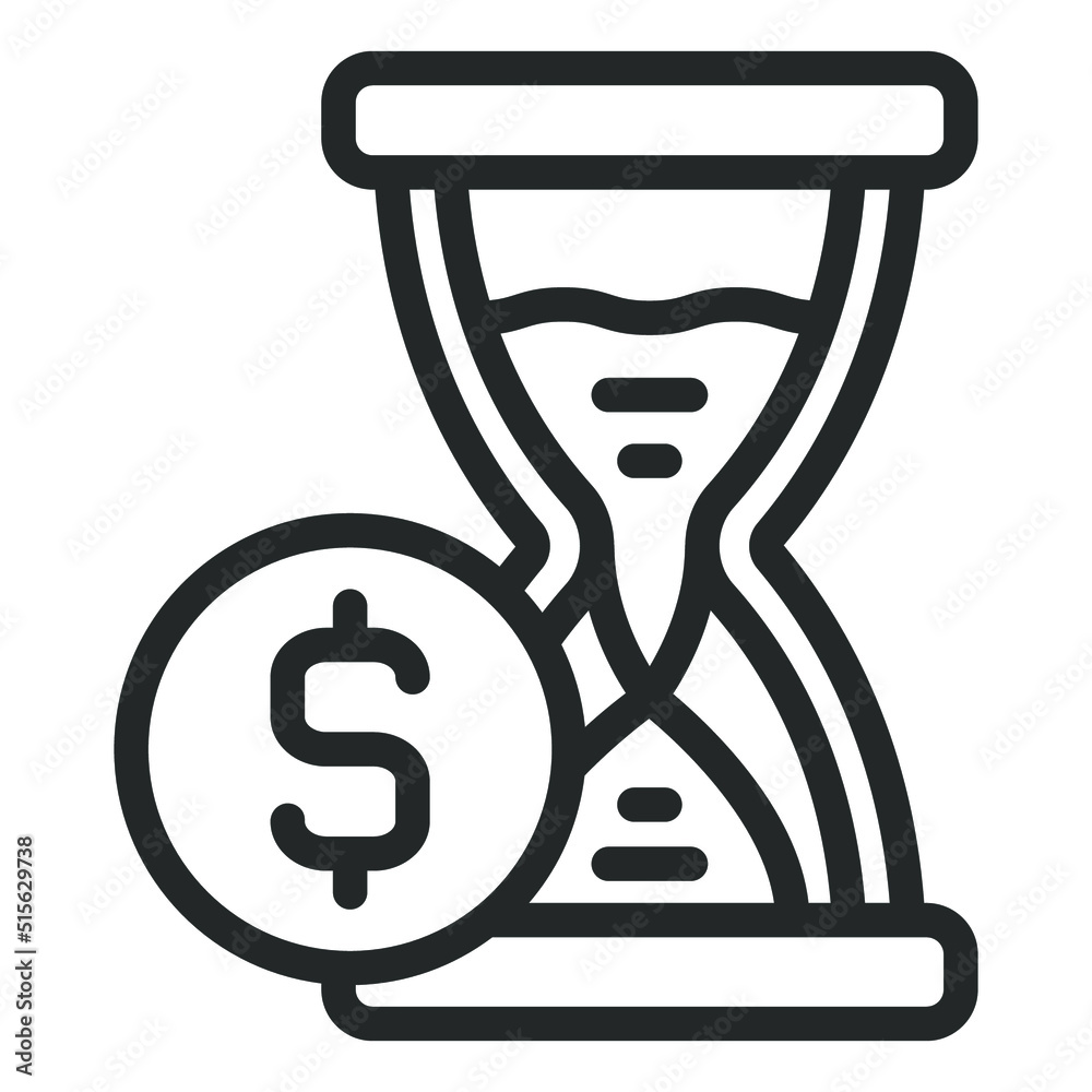 Hourglass and dollar sign, time and money - vector sign, web icon ...