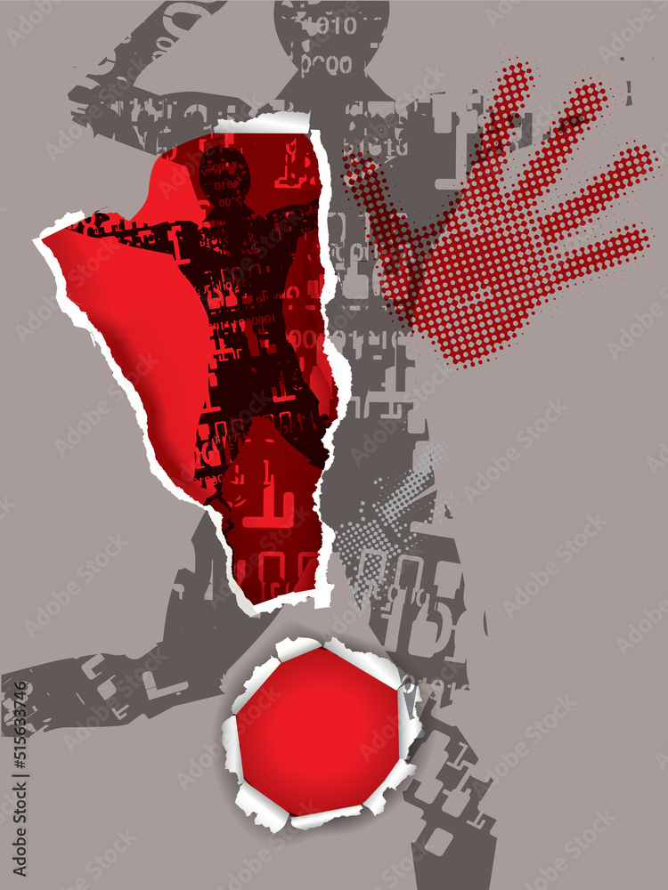 Man, Victim of violence and war. Expressive Stylized male silhouette ...