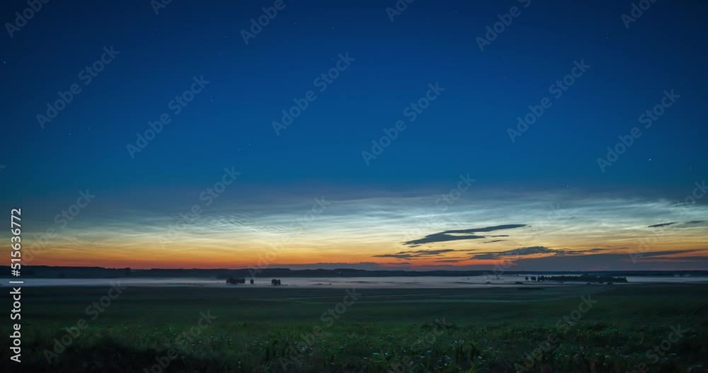Noctilucent clouds in the night sky, extremely high altitude clouds ...