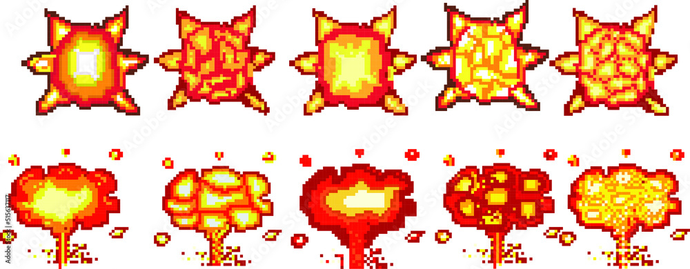 explosion pixel art, Video game explosion animation flame pixel art ...