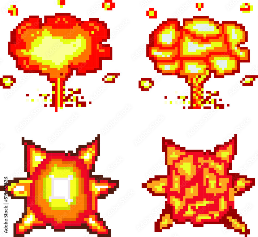 explosion pixel art, Video game explosion animation flame pixel art ...