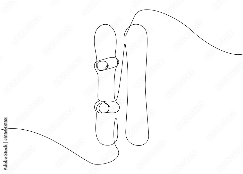 Snowboard one line art. Continuous line drawing of sport, winter ...