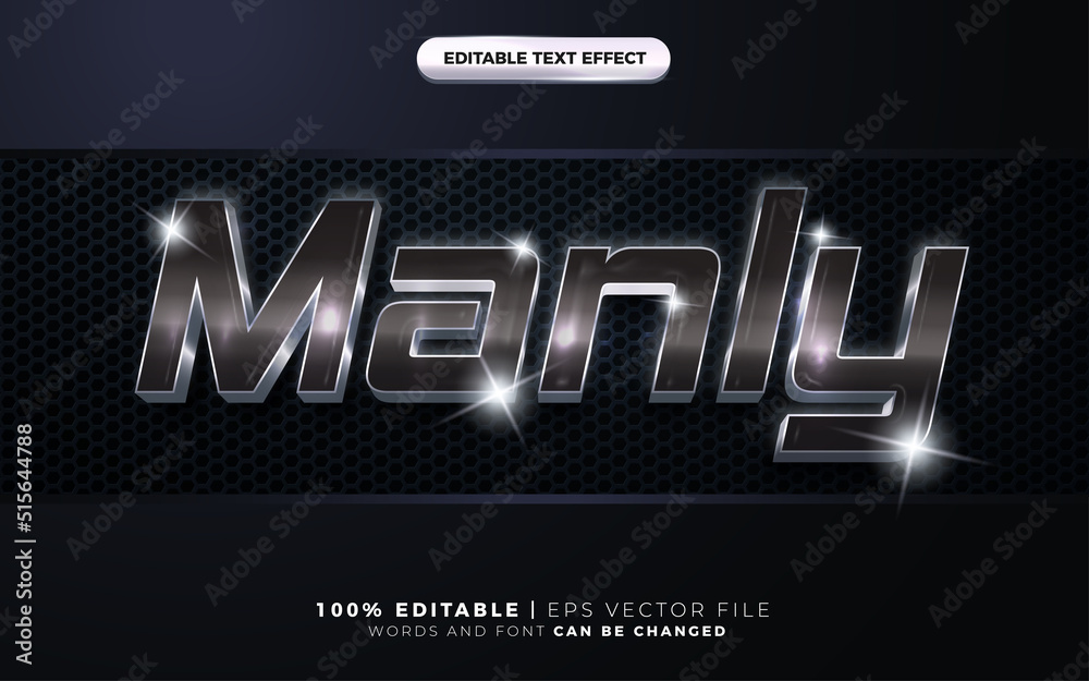 3d luxury black silver manly text style effect template editable text ...