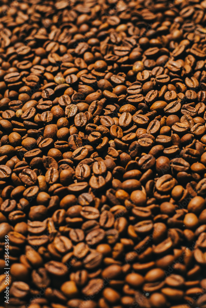 Fondo con textura de café arábica tostado gourmet. Concepto de ...