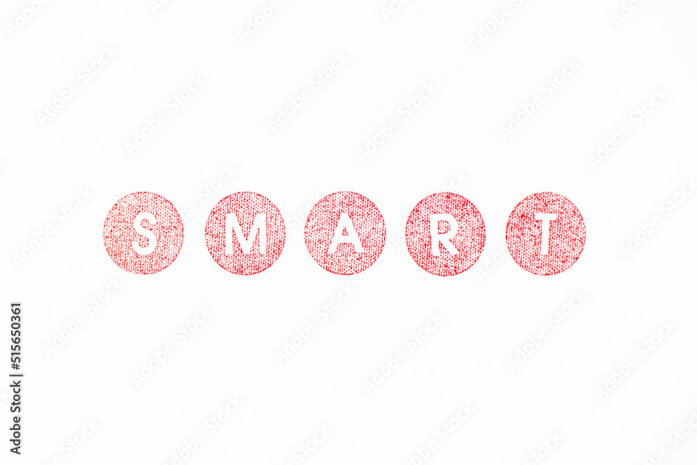 Red color rubber stamp in word smart on white paper background Stock ...