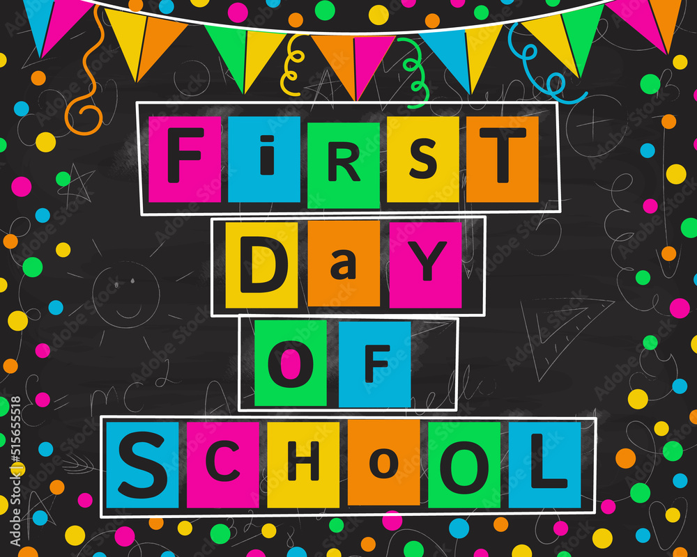 First day of school banner. Education and beginning of school year ...