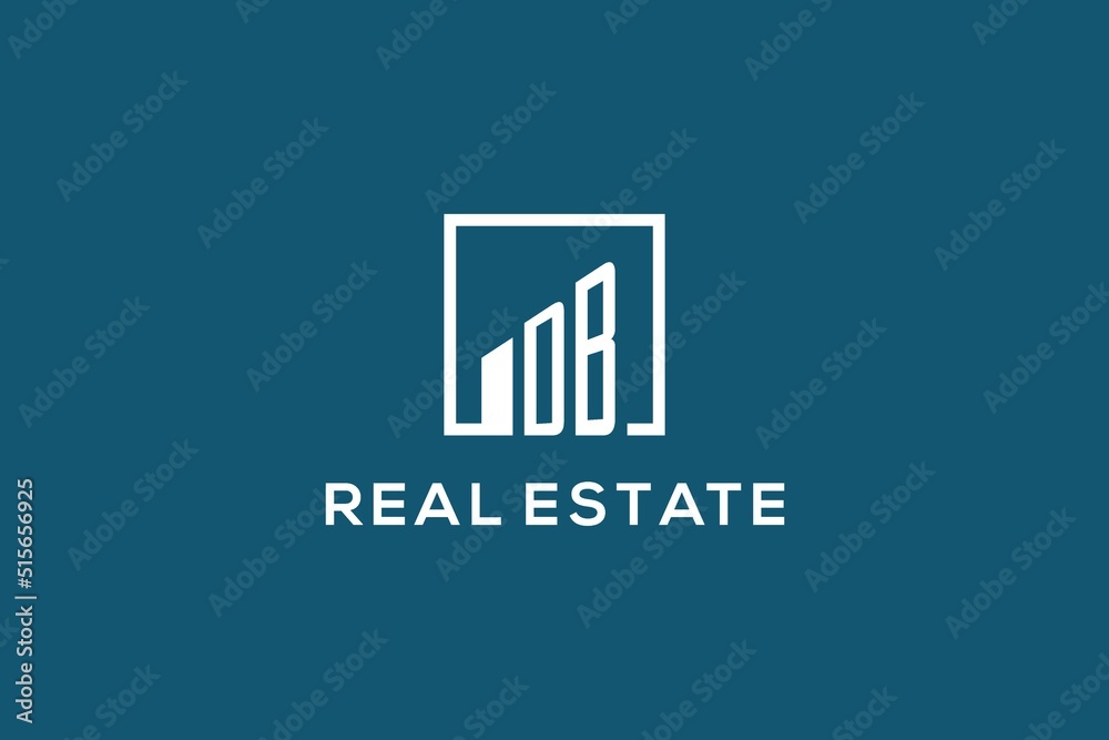 Vetor de Letter DB square line with building logo design, creative ...