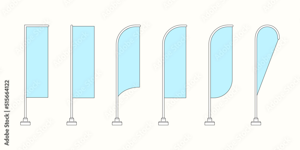 Promotional Flags Vector, Isolated Template Set. Feather Flags of Sail ...