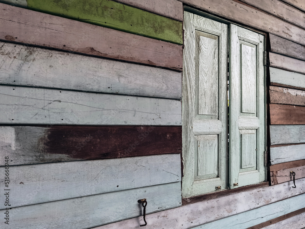 Old grunged wooden window frame painted white vintage with old ...