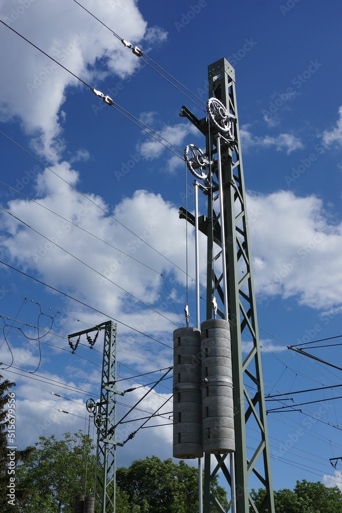 Tensioning system on an overhead line in Germany Stock Photo | Adobe Stock