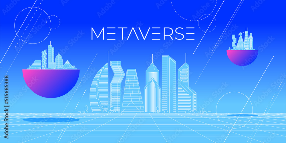 Future digital technology metaverse concept abstract cityscape on ...