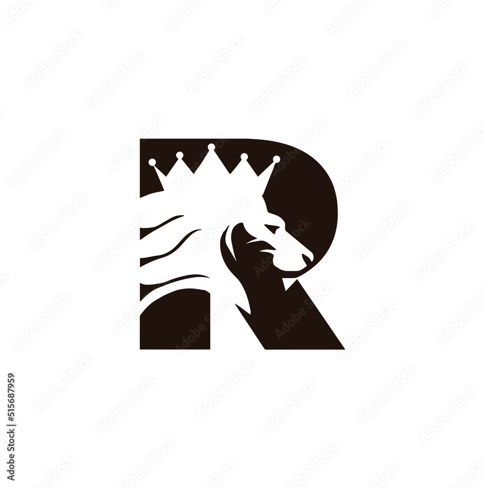 Letter R logo with Lion and Crown inside Stock Vector | Adobe Stock