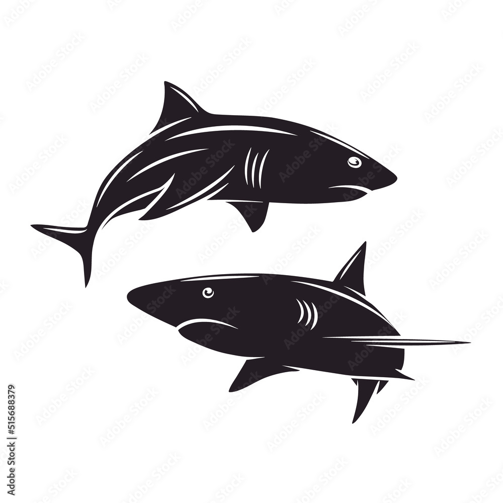 Cartoon Black And White Shark