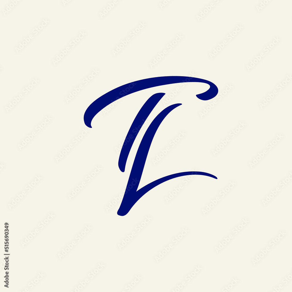 TL monogram logo.Calligraphic signature icon.Uppercase letter l, letter ...