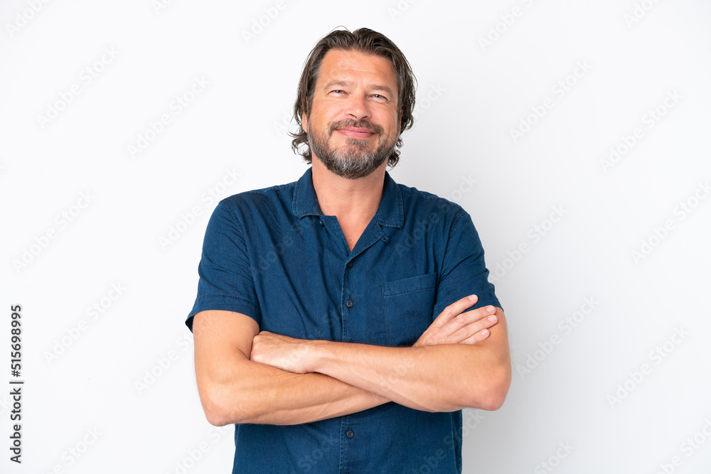 Senior dutch man isolated on white background keeping the arms crossed ...