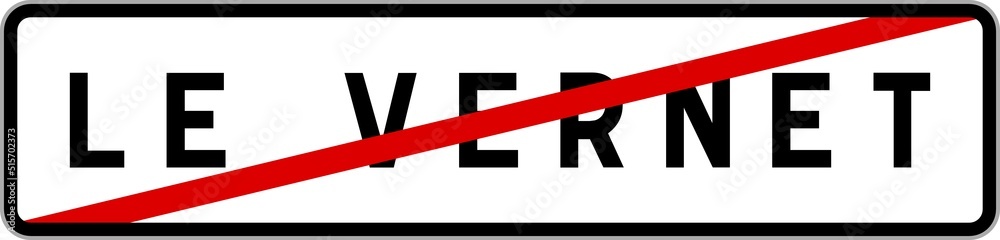 ภาพประกอบสต็อก Panneau sortie ville agglomération Le Vernet / Town exit ...