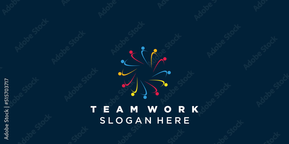 Team work logo icon with modern abstract concept Premium Vector Stock ...