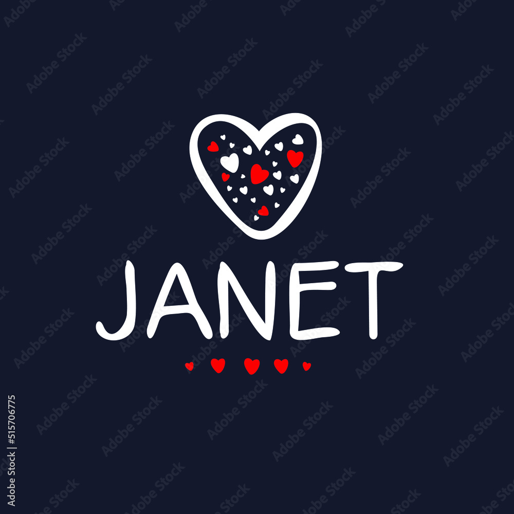 Janet Calligraphy female name, Vector illustration. Stock Vector ...