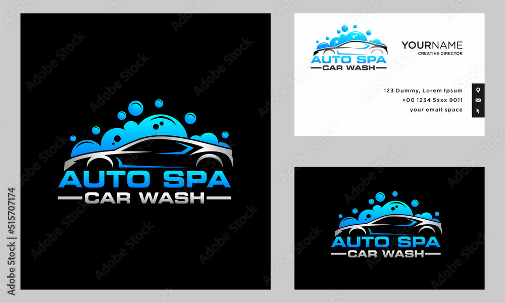 Car wash auto spa logo design and business card template inspiration ...